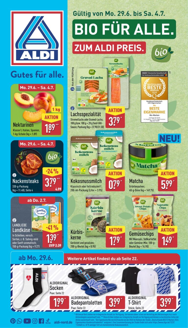 Aldi Nord Prospekt ab Montag 29.6.2026 zum Blättern | Nächste Woche ...
